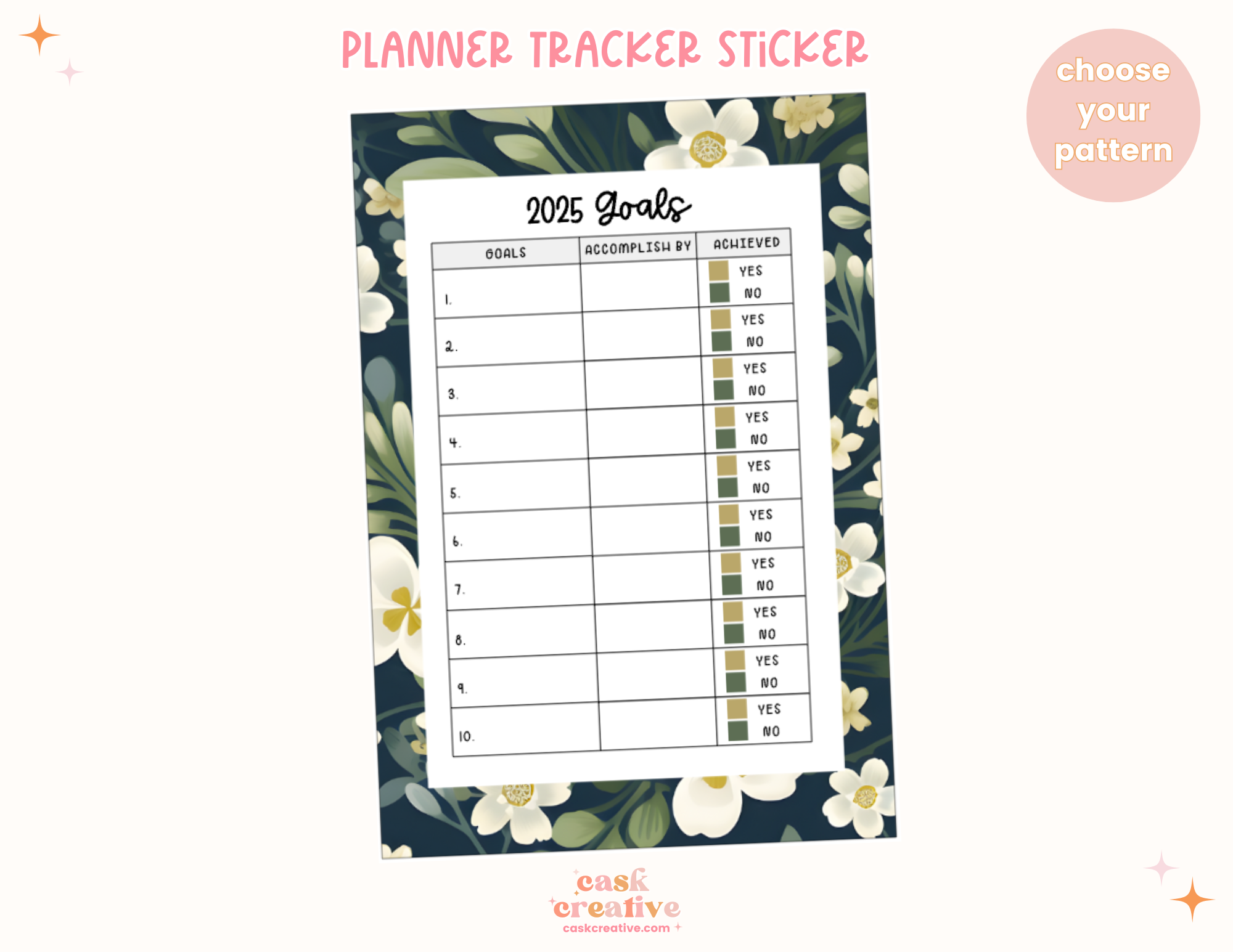 Tracker Planner Sticker: 2025 Goals, Resolutions – caskcreative